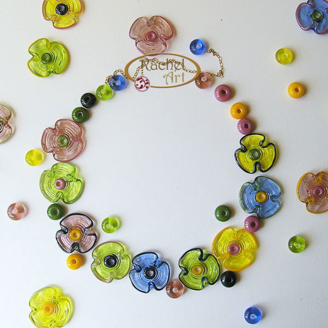 Lampwork Flower Glass Beads FREE SHIPPING Set of Handmade - Etsy