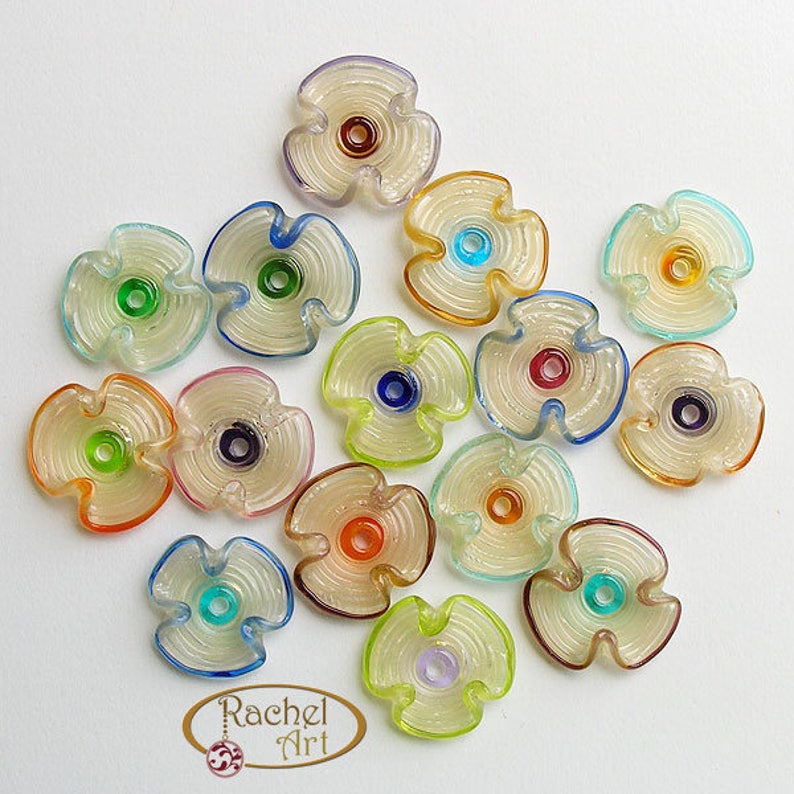 Multicolored Flower Lampwork Glass Beads, FREE SHIPPING, Handmade ...