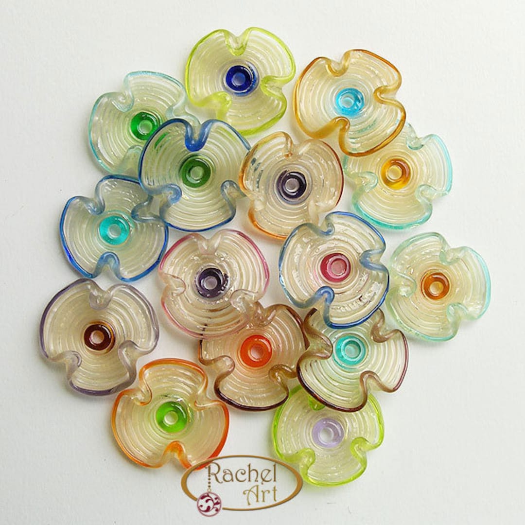 Multicolored Flower Lampwork Glass Beads, FREE SHIPPING, Handmade ...