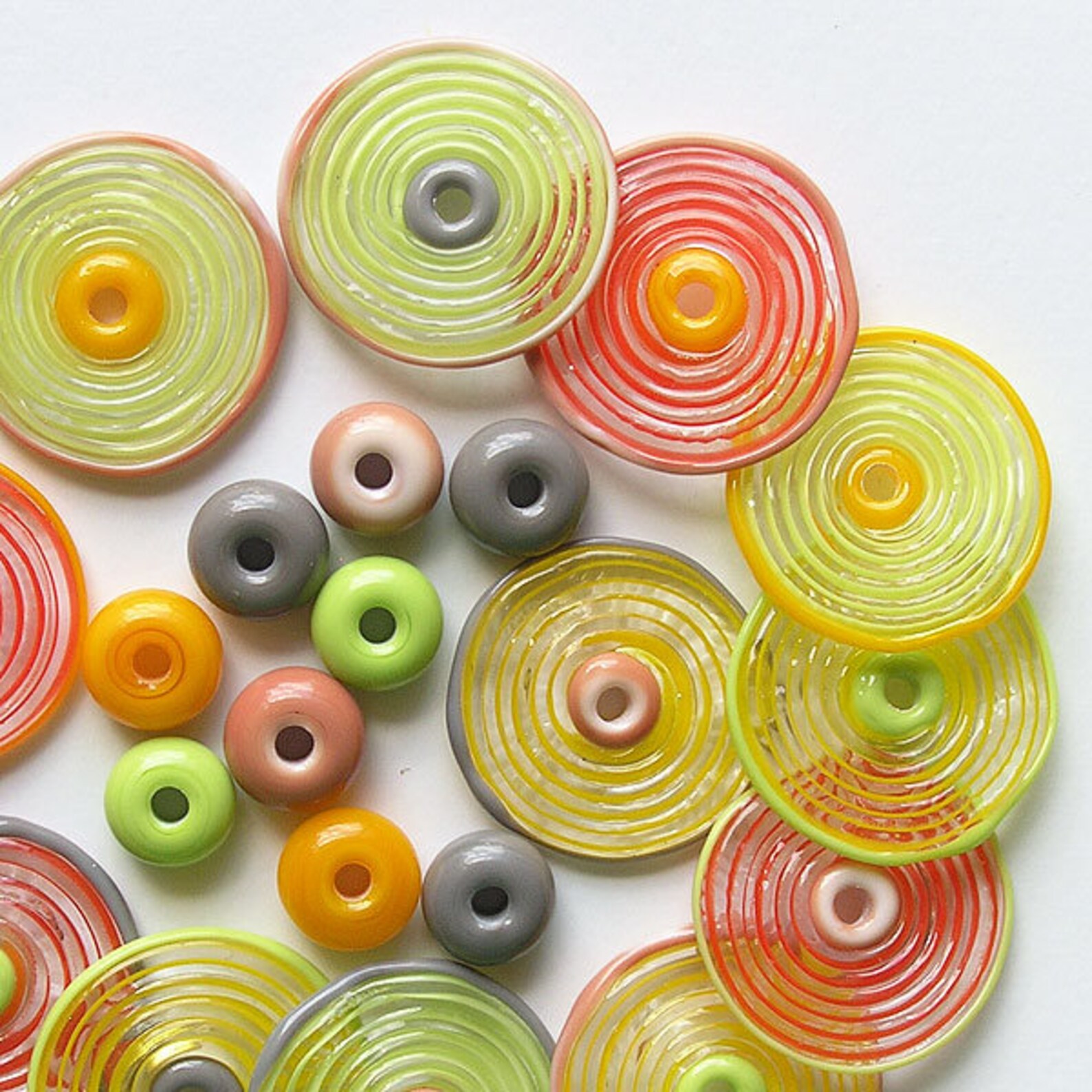 Lampwork Glass Disc Beads FREE SHIPPING Handmade Spiral Pea - Etsy