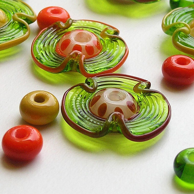 Lampwork Flower Glass Beads FREE SHIPPING Handmade Grass - Etsy