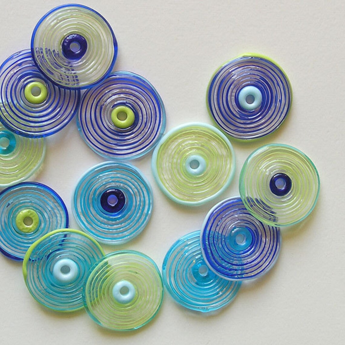 Lampwork Glass Disc Beads FREE SHIPPING Handmade Blue - Etsy