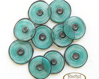 Lampwork Glass Disc Beads, FREE SHIPPING, Handmade Red, Yellow, Orange ...