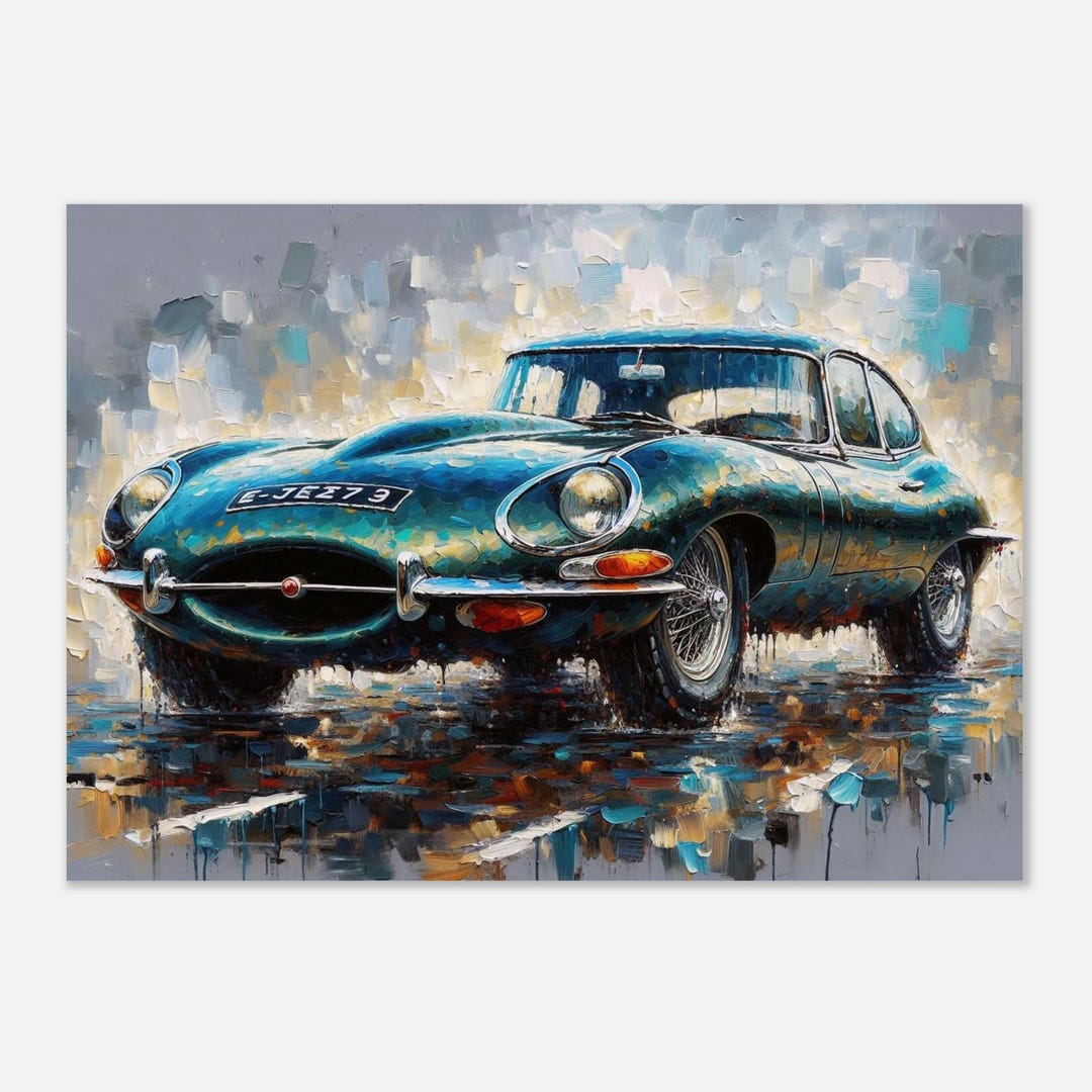 Jaguar E-type Art Print Classic Car Poster Home Office Decor Car ...