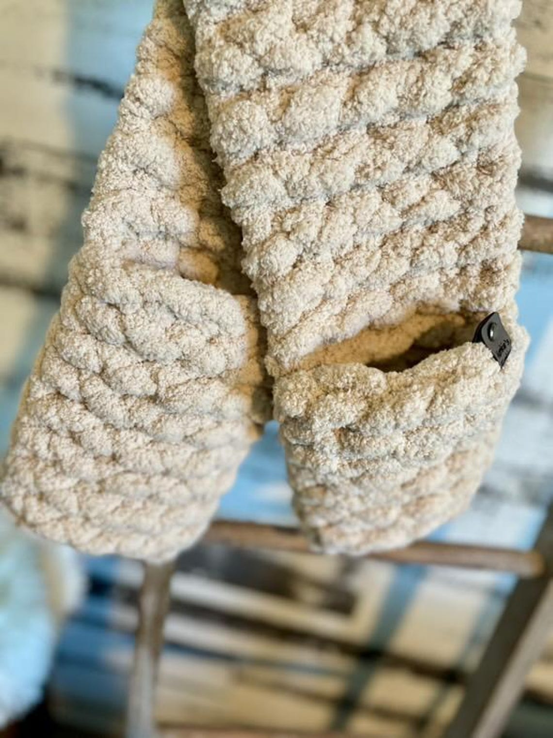 Chunky Knit Scarf With FRONT or SIDE Pockets - PDF + Video Tutorial - Etsy