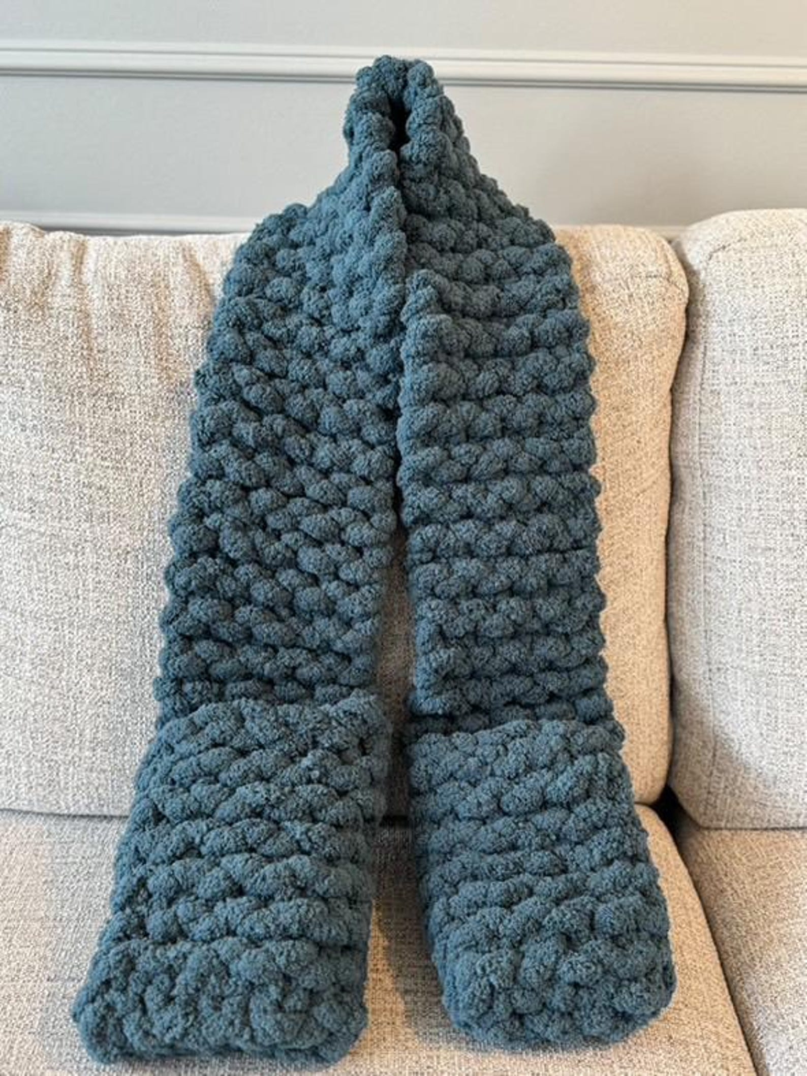 Chunky Knit Scarf With FRONT or SIDE Pockets - PDF + Video Tutorial - Etsy