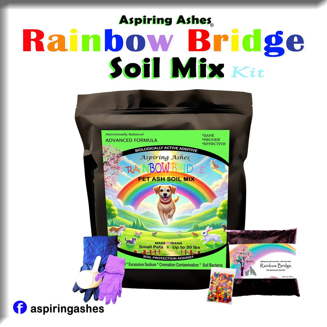 Rainbow Bridge Pet Memorial Kit: Soil for Cremation Ashes, Storybook ...