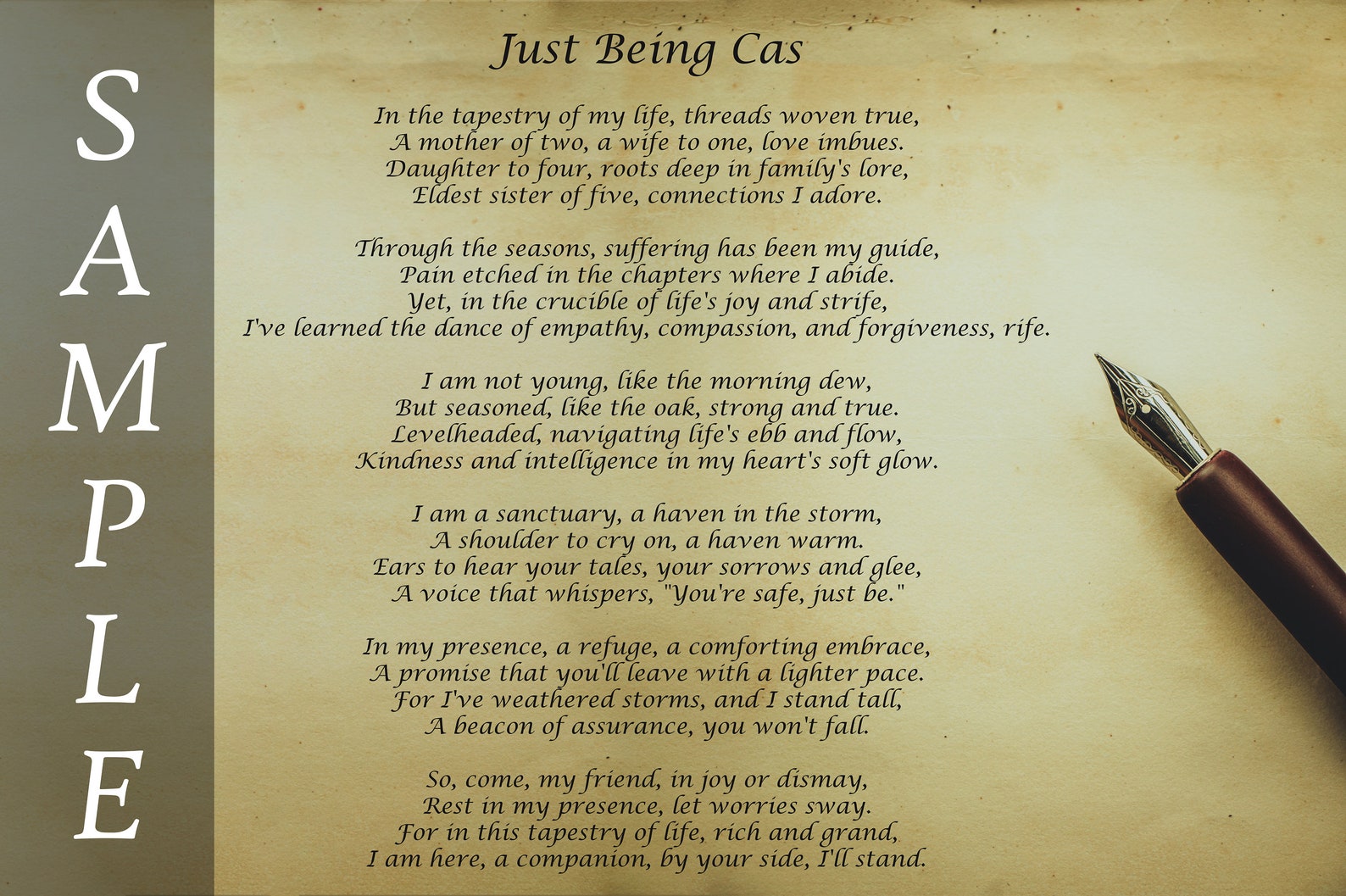 Personalized Memorial Poem Card: Custom Funeral Tribute (phone Consult ...