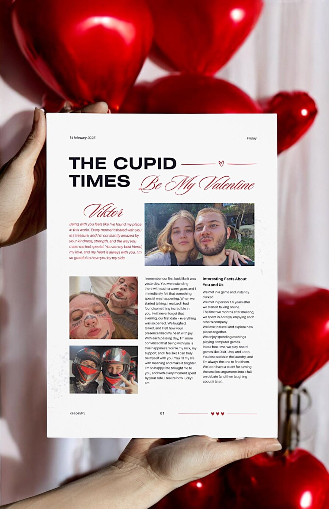 The Cupid Times Newspaper Template Personalized Valentines Day Gift With Photo, Printable DIY ...