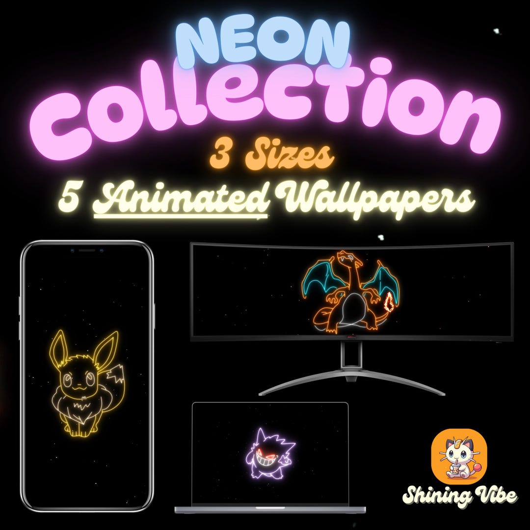 Pokemon Neon Bundle UHD Animated Wallpaper. Desktop and iPhone Phone ...