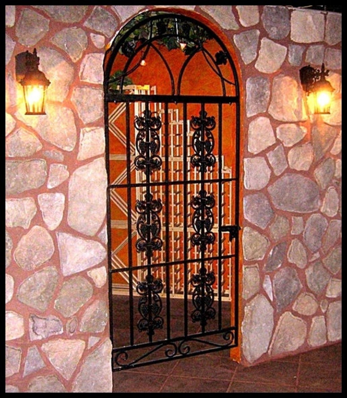 Iron Wine Cellar Gate Artistic Grapevine Door Le Chateau | Etsy