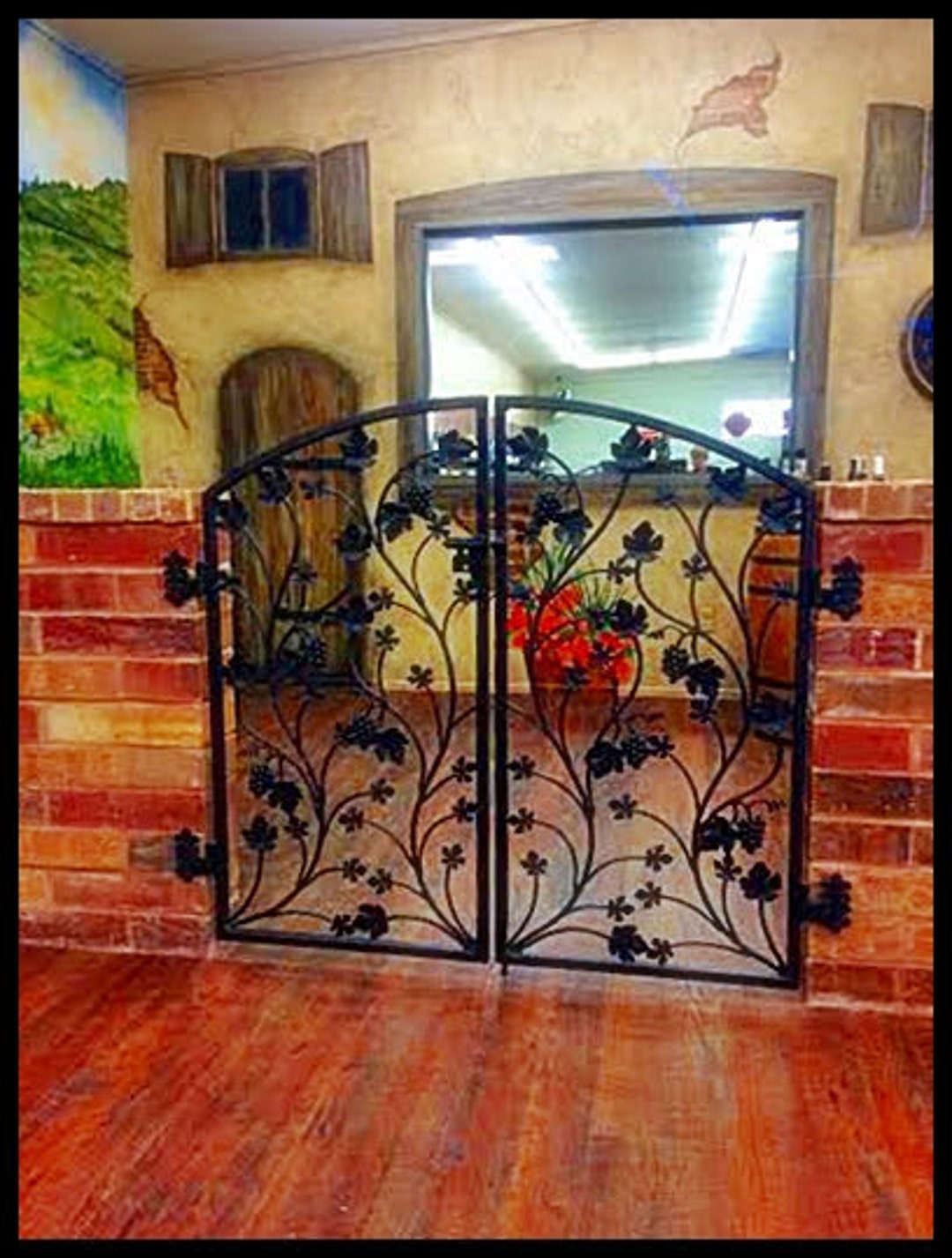 Iron Wine Cellar Inspired Garden Style Gate - Artistic Grapevine Double ...