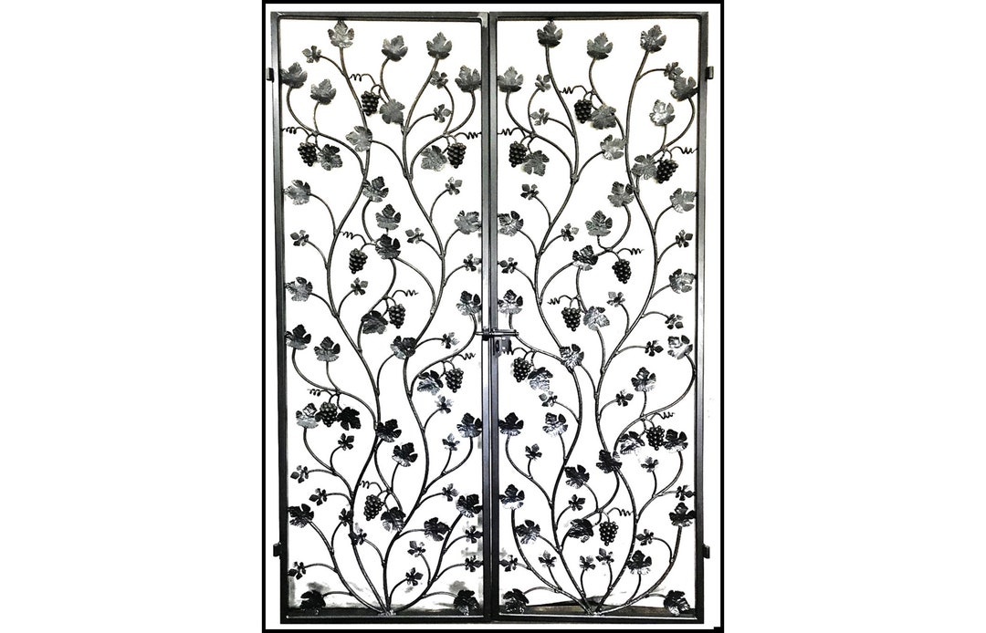 Iron Wine Cellar Gate - Artistic Grapevine Double Door - 48 - 60" Wide ...