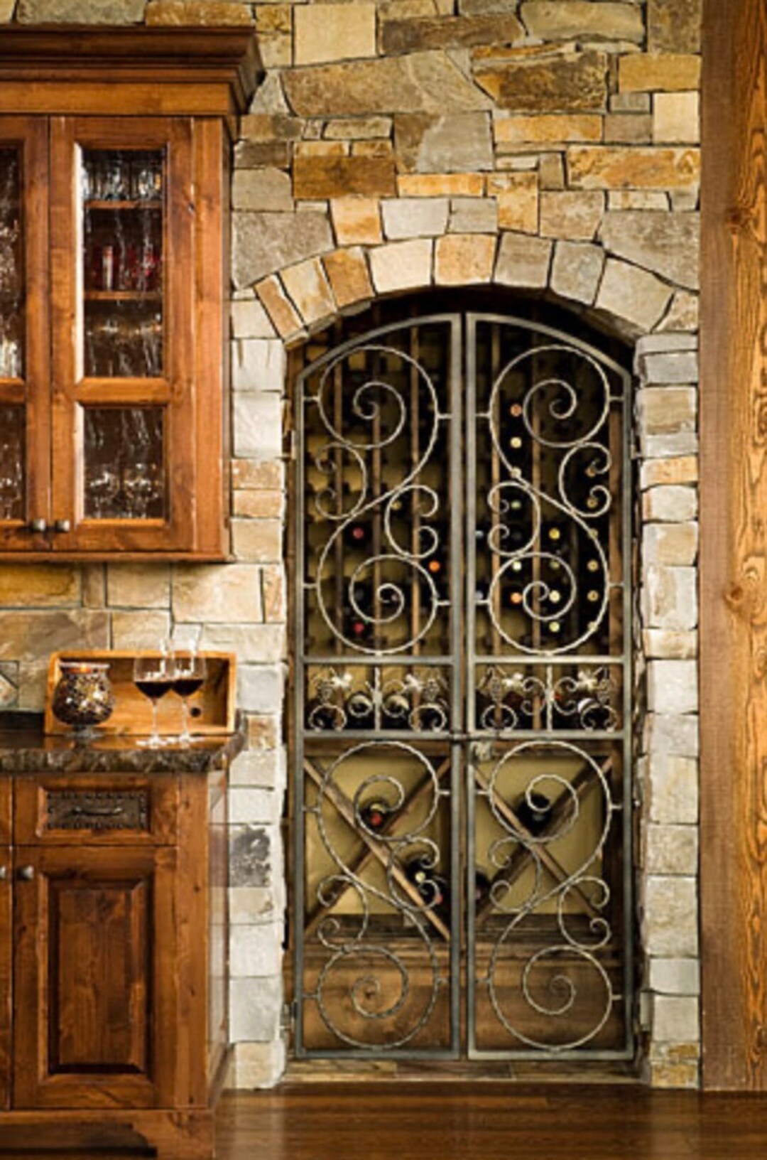 Scalloped Scroll Iron Wine Cellar Double Door or Gate. 36 by 80 Inches ...