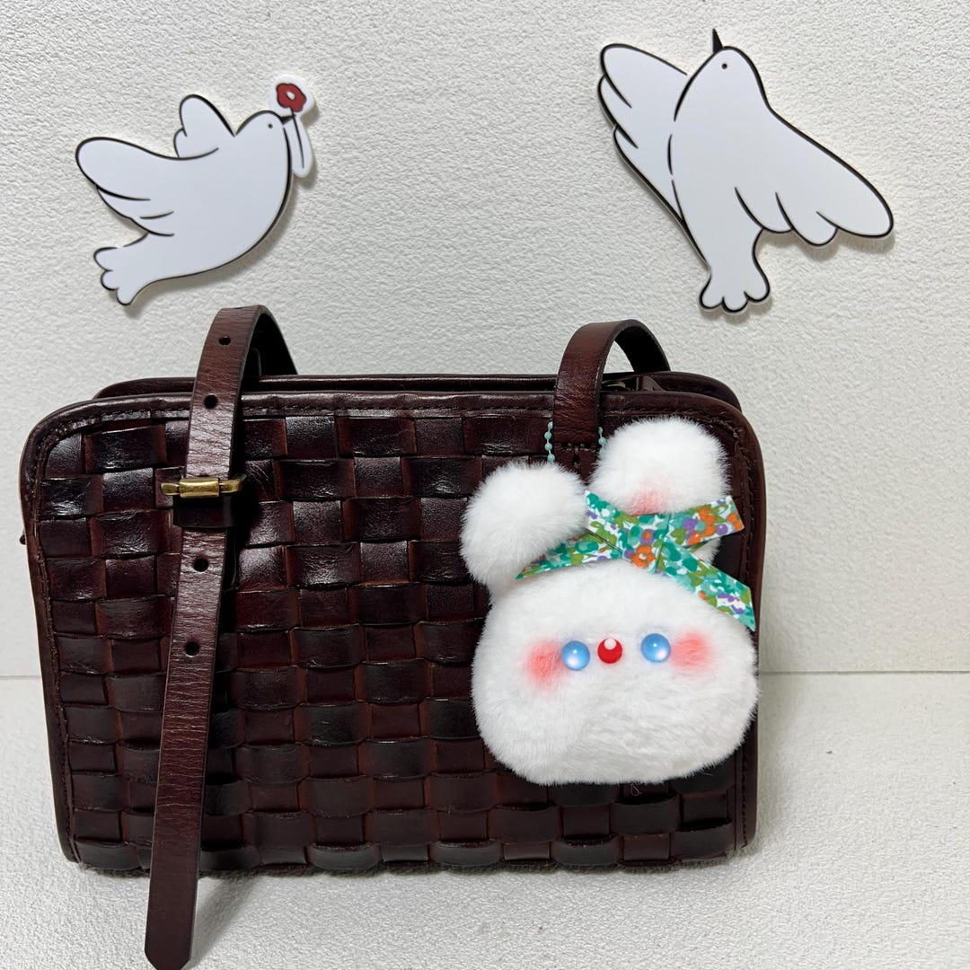 Handmade Bunny Plush Keychain – Adjustable Ears, Soft Fluffy Rabbit ...