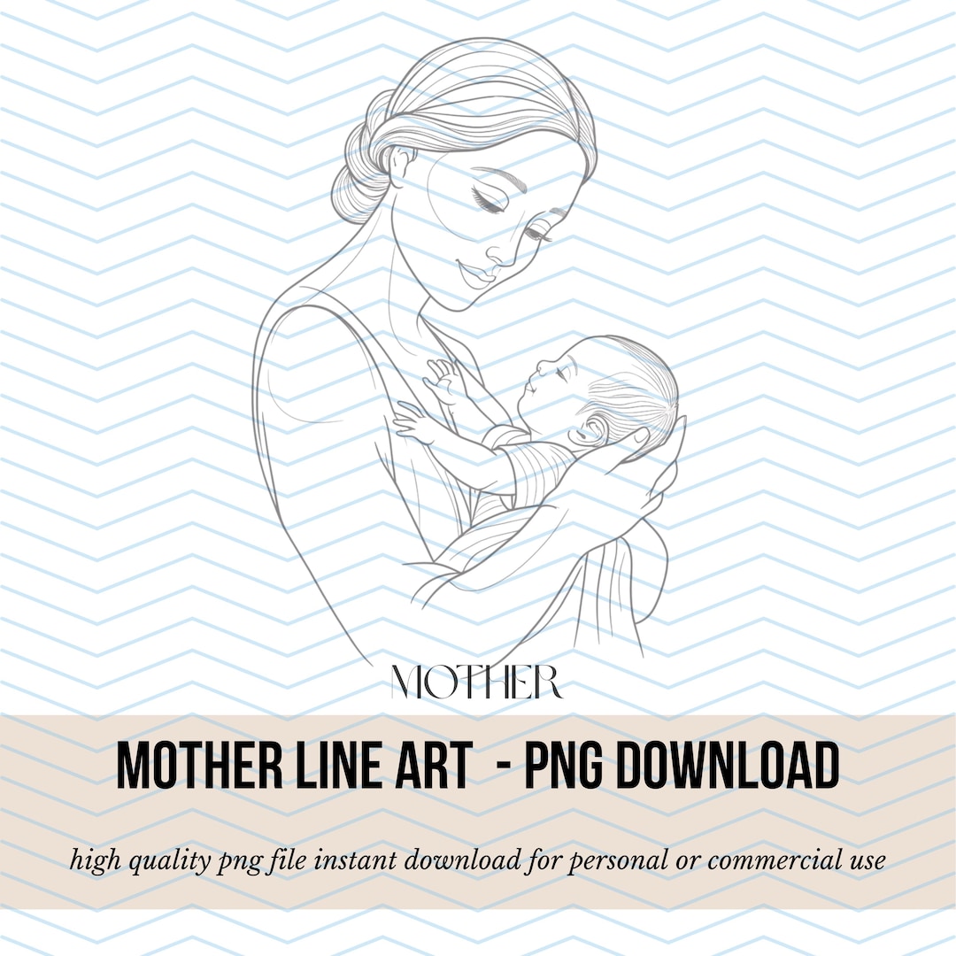Mother Line Art PNG Download, Gifts for Mom, Mother's Day Line Art ...