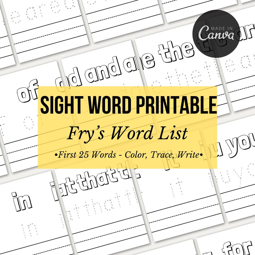 Sight Word Coloring Sheet, Fry's 100 Word List, Tracing Worksheet ...