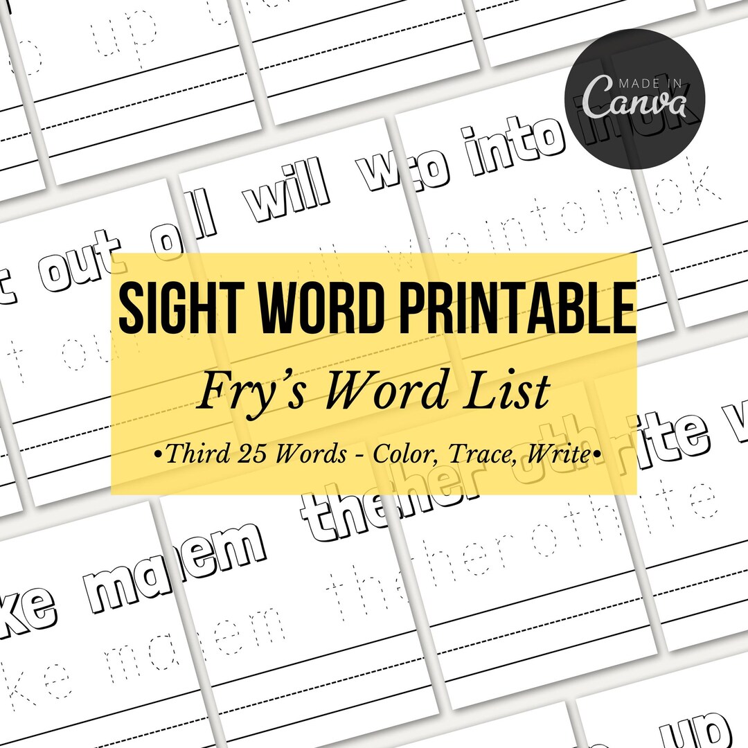 Fry's 100 Sight Word List Printable, Sight Word Worksheet, Tracing and ...