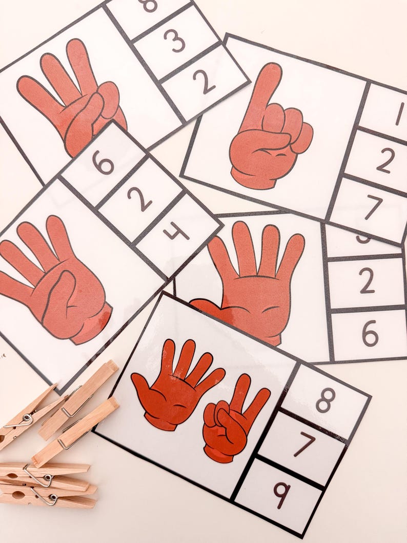1-10 Finger Counting Clip Cards - Etsy