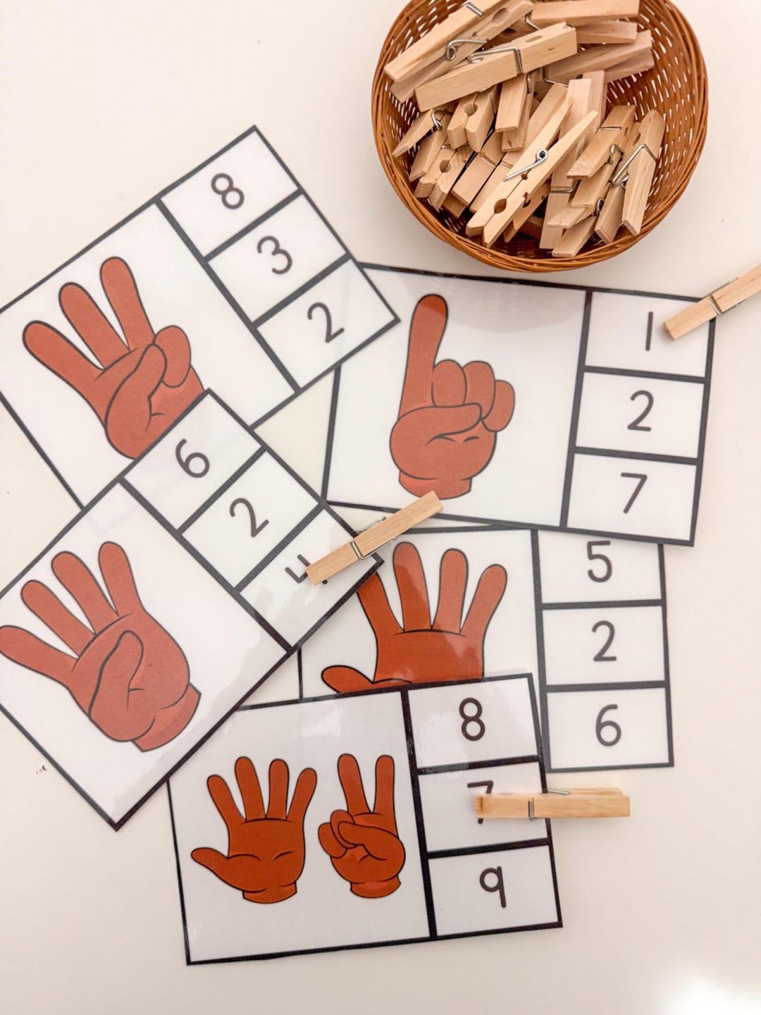 1-10 Finger Counting Clip Cards - Etsy