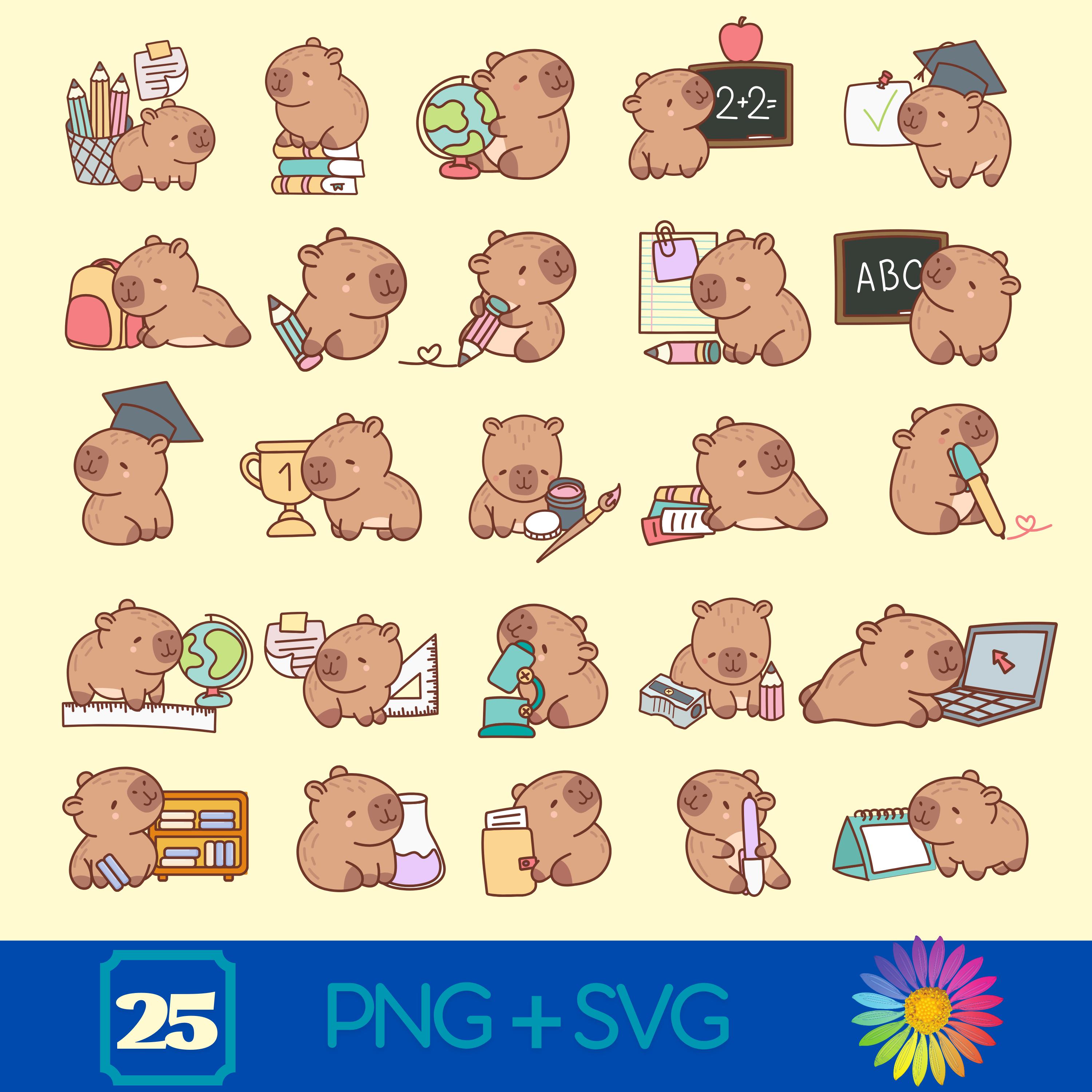 25 adorables capibaras en la escuela / Descarga digital instantánea ...