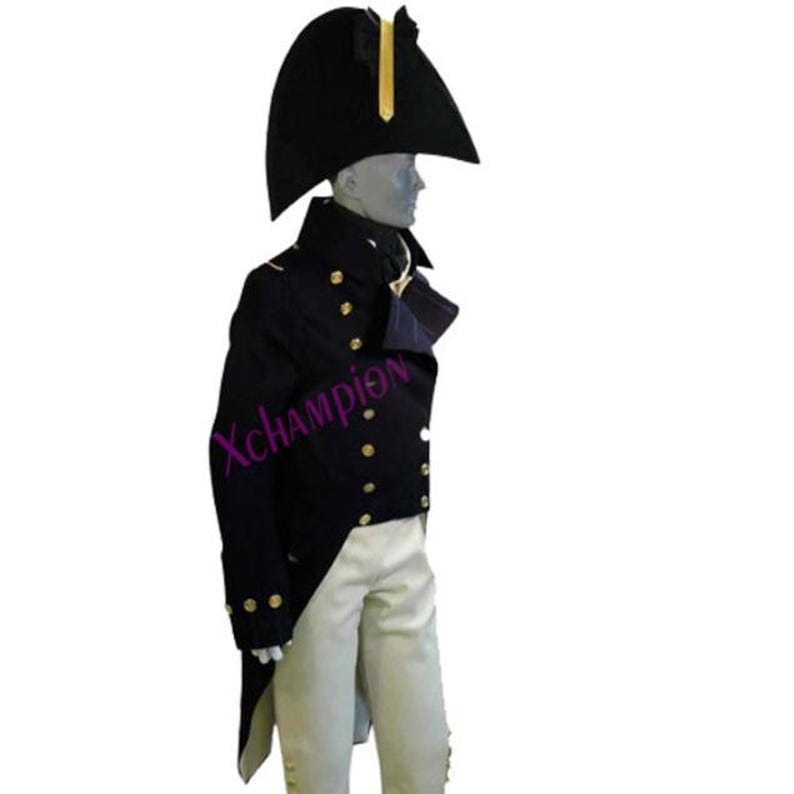 Men's Royal Navy Captain Uniform - Handmade Black Wool Naval Officer ...