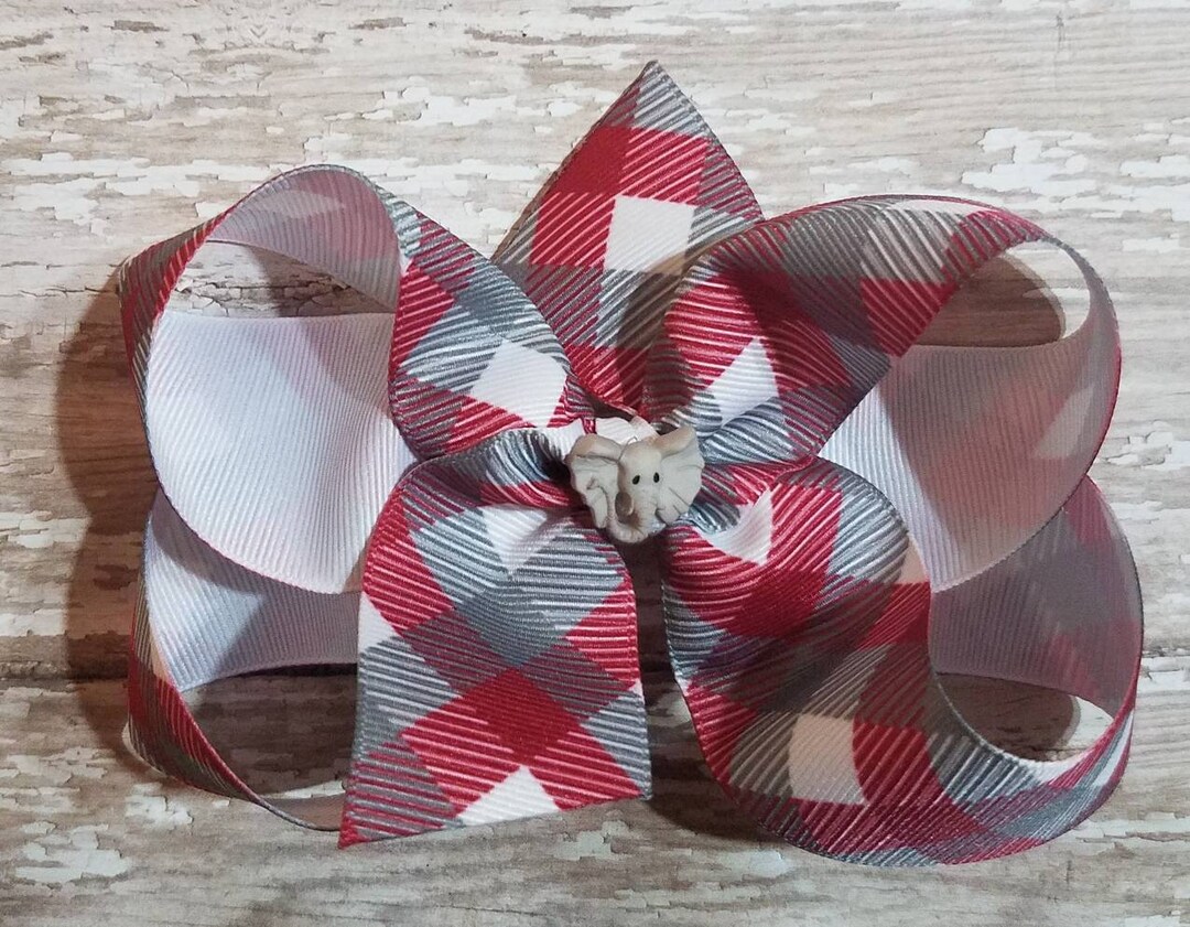 Alabama Football Team Bow Crimson and Gray Plaid Hair Bow Choose ...