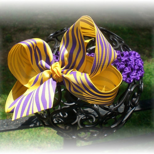 LSU Tigers Inspired Hair Bow and Headband SET Gold With - Etsy