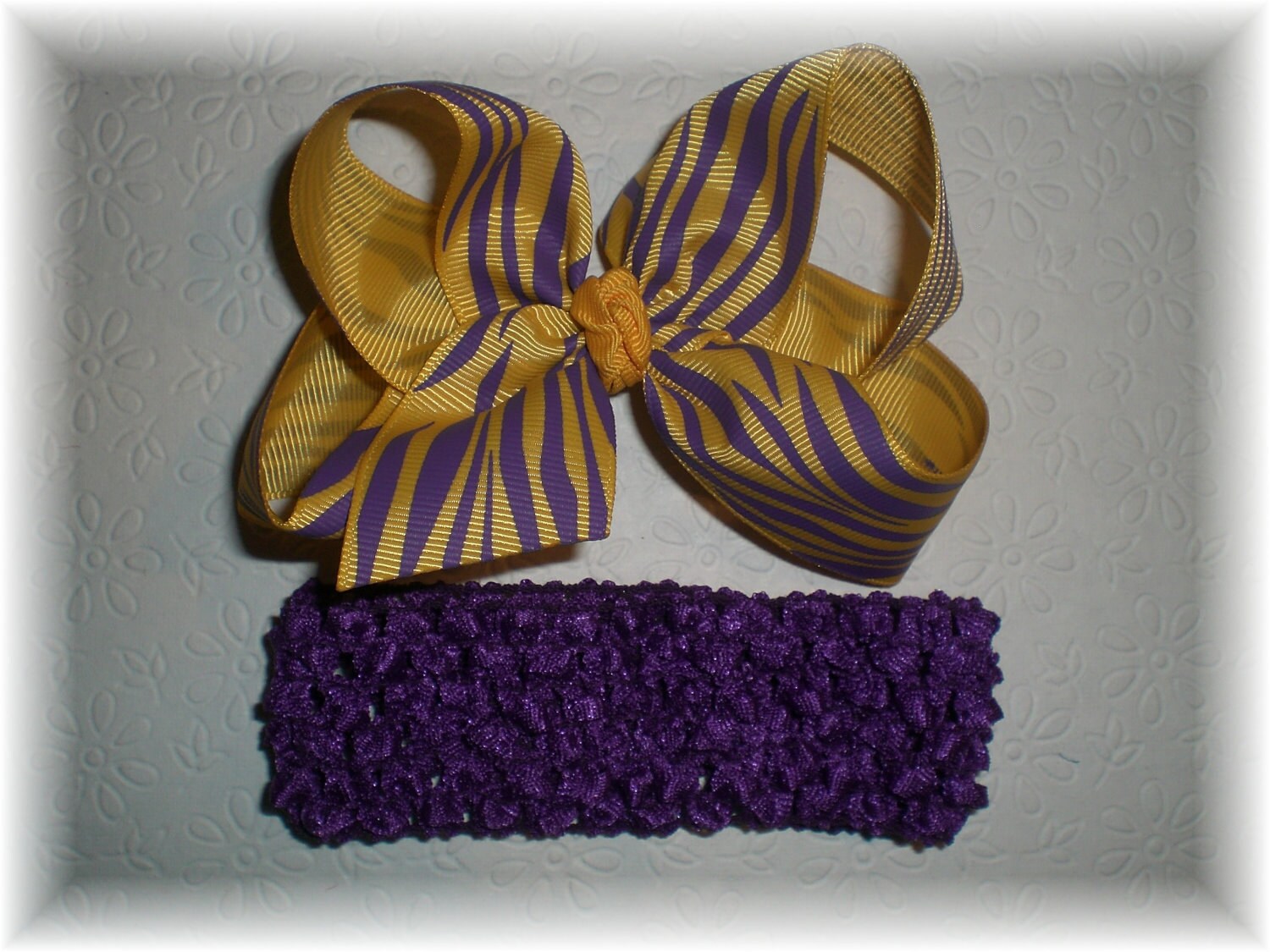 LSU Tigers Inspired Hair Bow and Headband SET - Gold With Purple Tiger ...