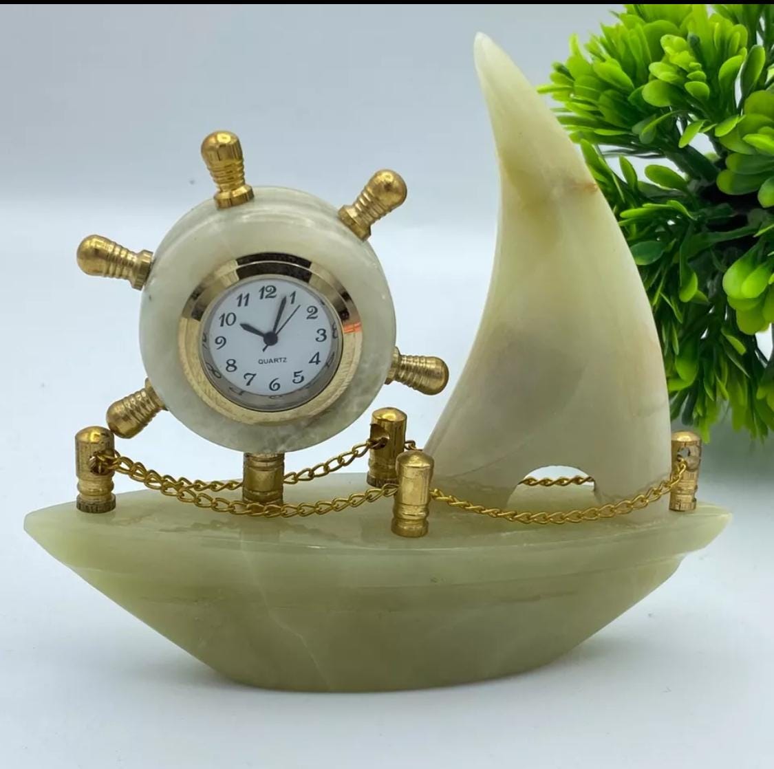 Handmade Onyx Titanic Boat Clock: Luxury Carved Stone Decor - Etsy