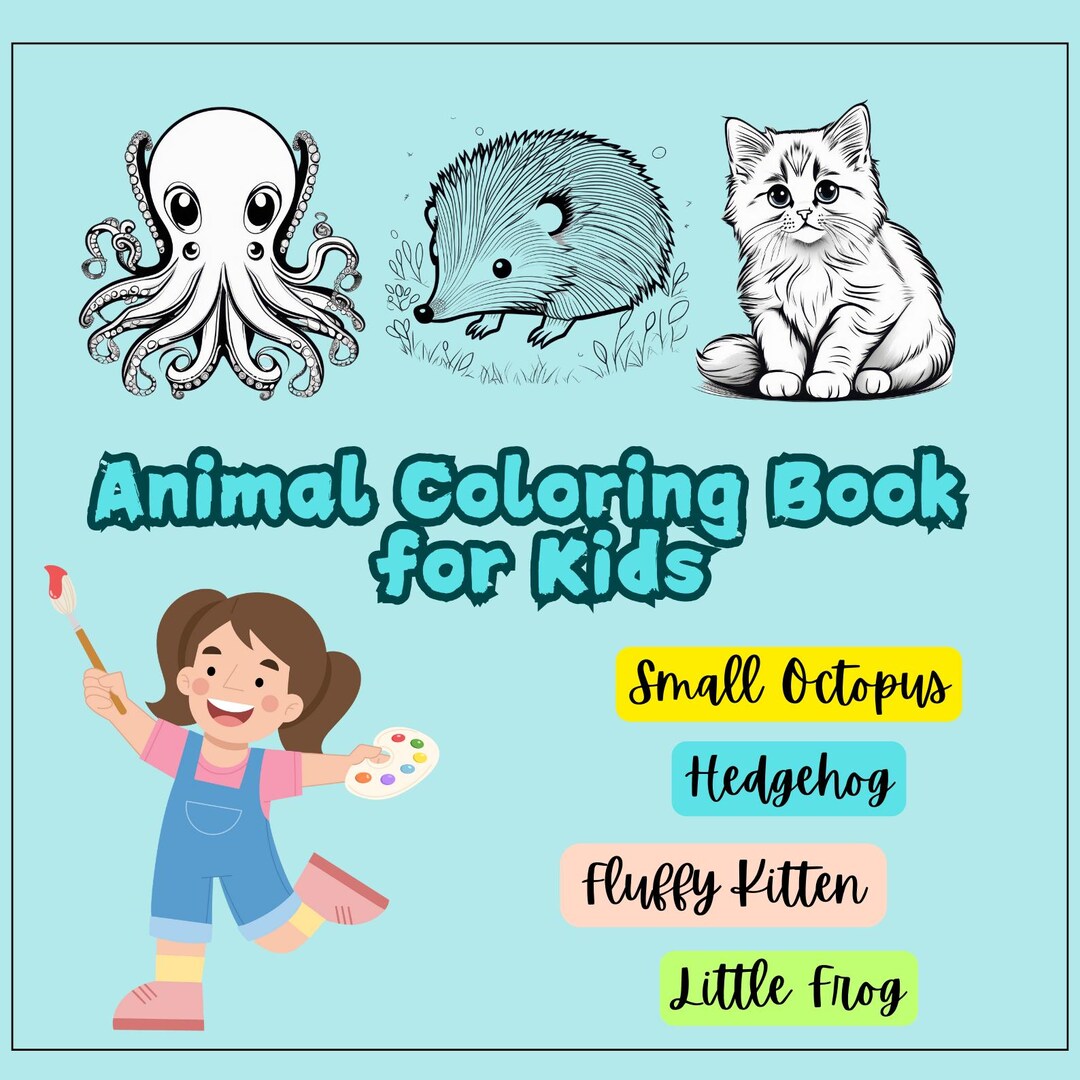 Animal Coloring Book for Kids | Small Octopus - Hedgehog - Fluffy ...