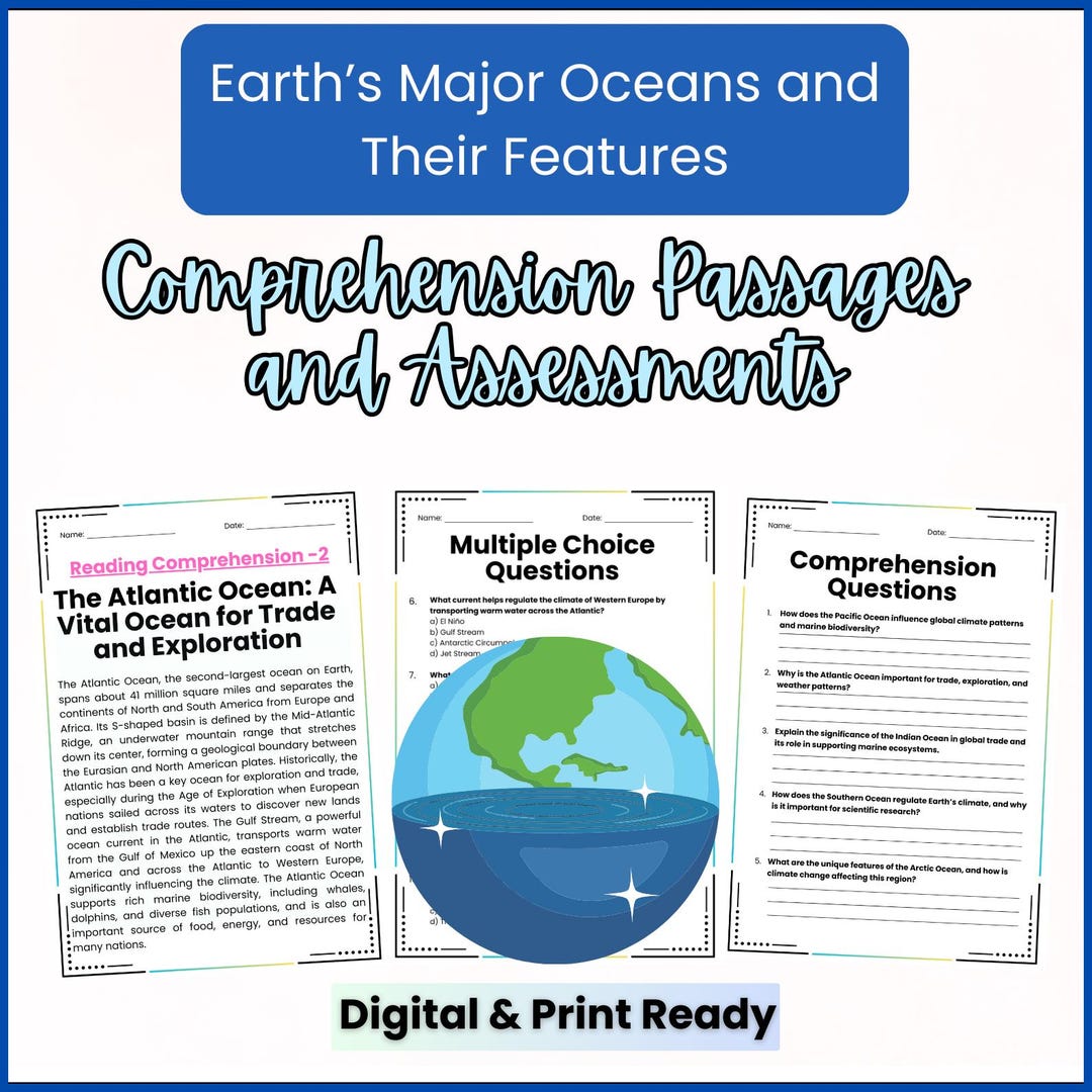 Earth’s Major Oceans and Their Features - Reading Passages With ...