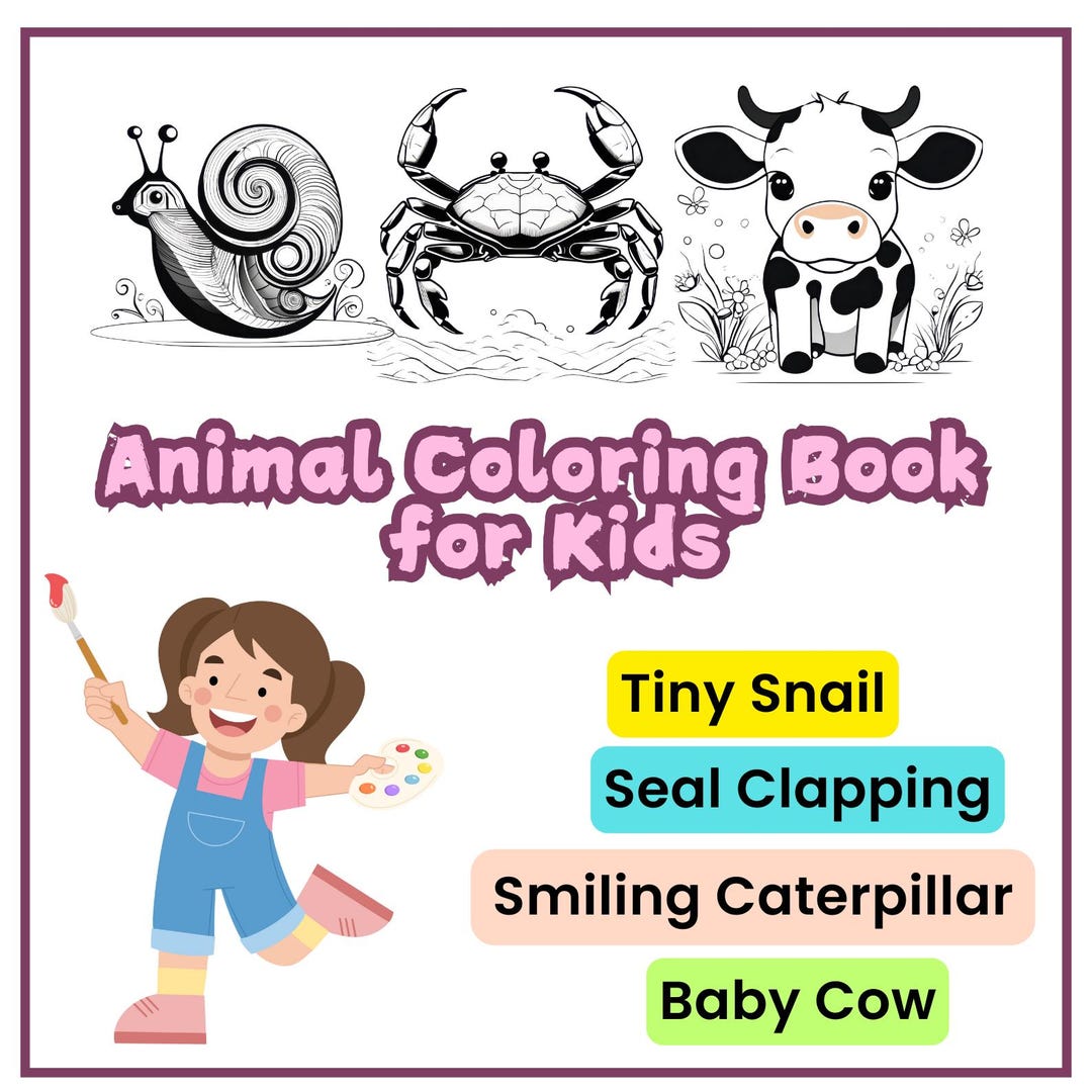 Coloring Book | Tiny Snail - Seal Clapping - Smiling Caterpillar - Baby ...