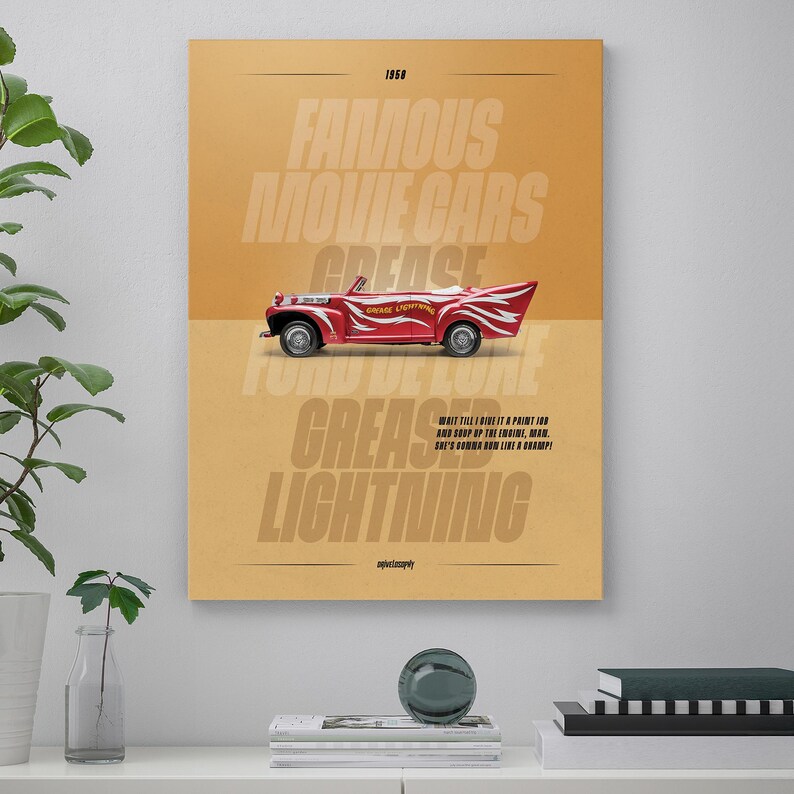 Movie Cars - Grease Lightning Poster - Etsy