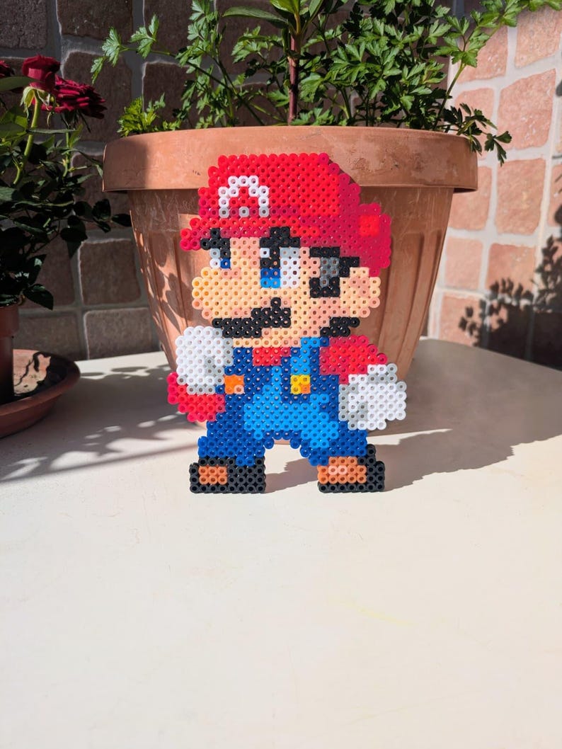 Super Mario Pixel Art – Handmade Beaded Figurine - 18cm + FREE Random ...