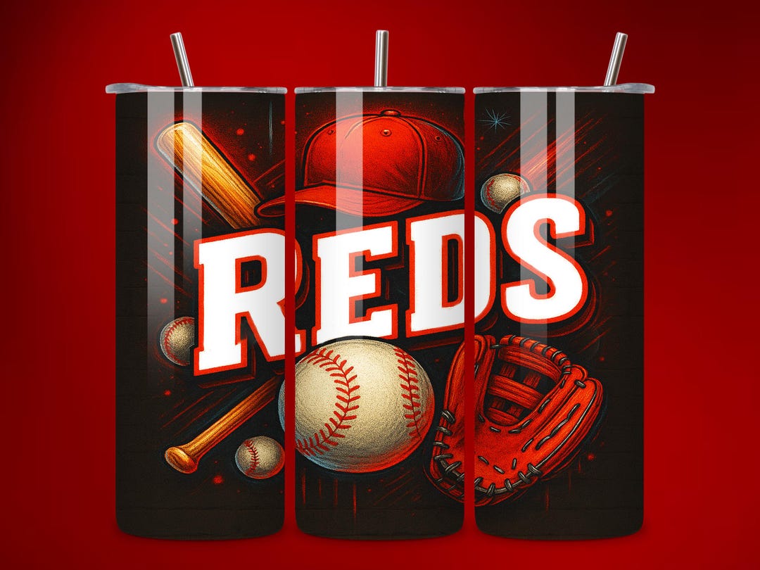 Red Baseball Team Tumbler Wrap PNG, 20oz Skinny Sublimation Design ...