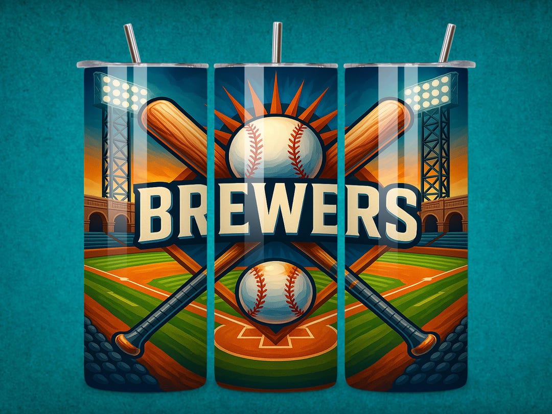 BREWER 20oz Skinny Tumbler Wrap PNG, Seamless Design From MLB, 20oz ...