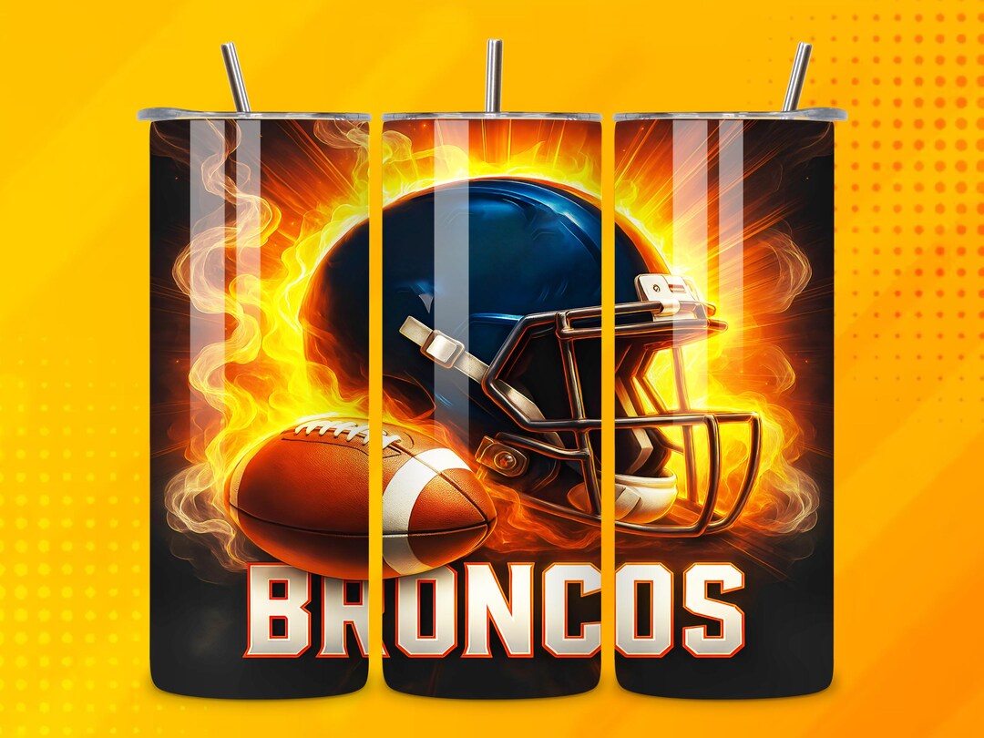 BRONCO 20oz Skinny Tumbler Wrap PNG, Seamless Design From NFL, 20oz ...