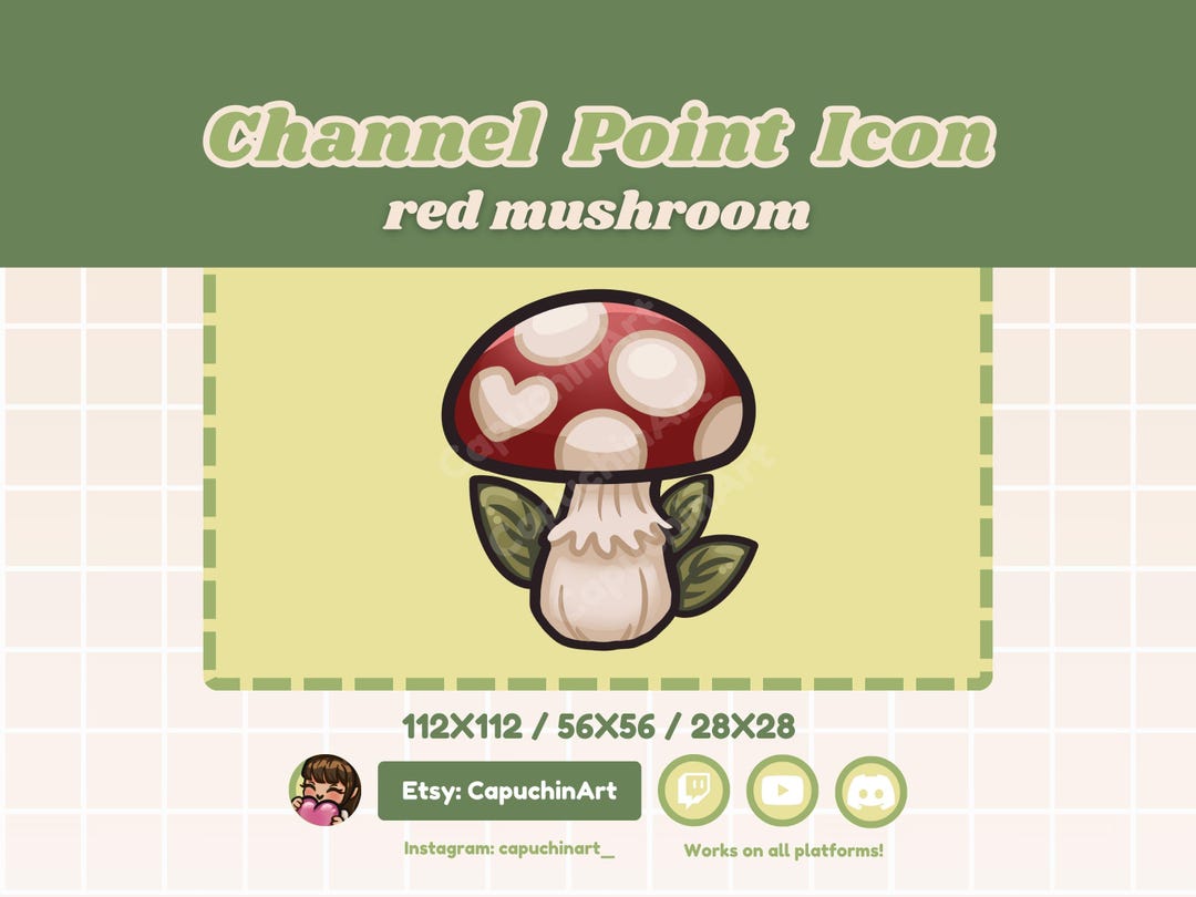 Red Mushroom Cottage Core Fungi | Channel Points, Emote | Twitch ...
