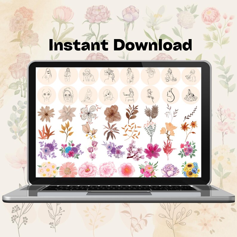 550+ Floral Planner Stickers, Aesthetic Botanical PNG for Goodnotes ...