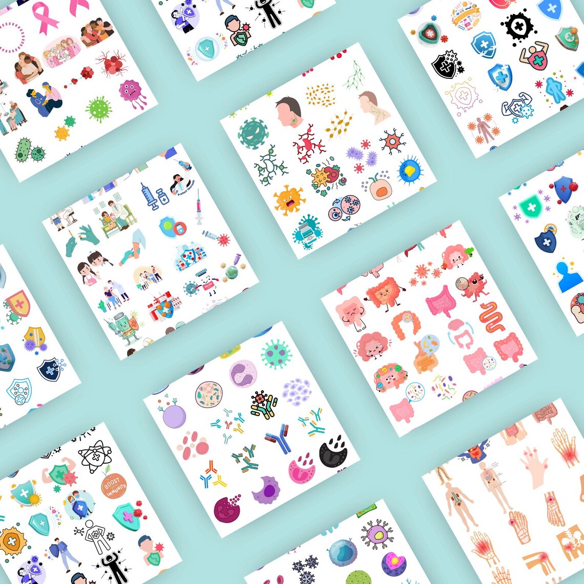 Immune System Stickers for Goodnotes, Pre Cropped Pngs, Human Body ...