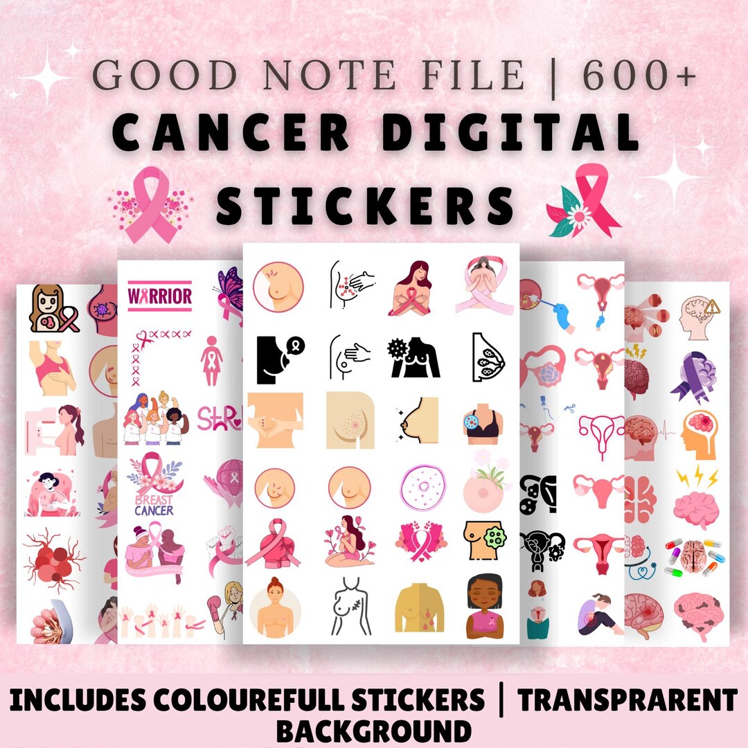 Cancer Digital Stickers Bundle: Medical & Anatomy (pre-cropped Pngs ...