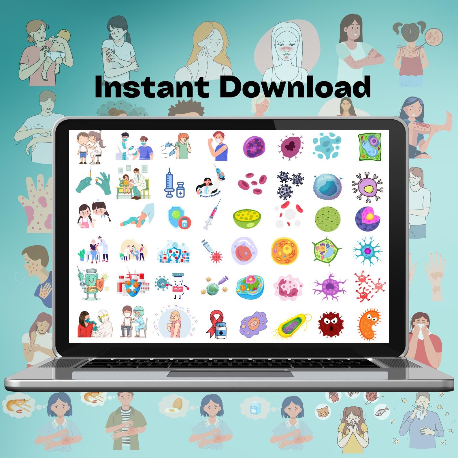 Immune System Stickers for Goodnotes, Pre Cropped Pngs, Human Body ...
