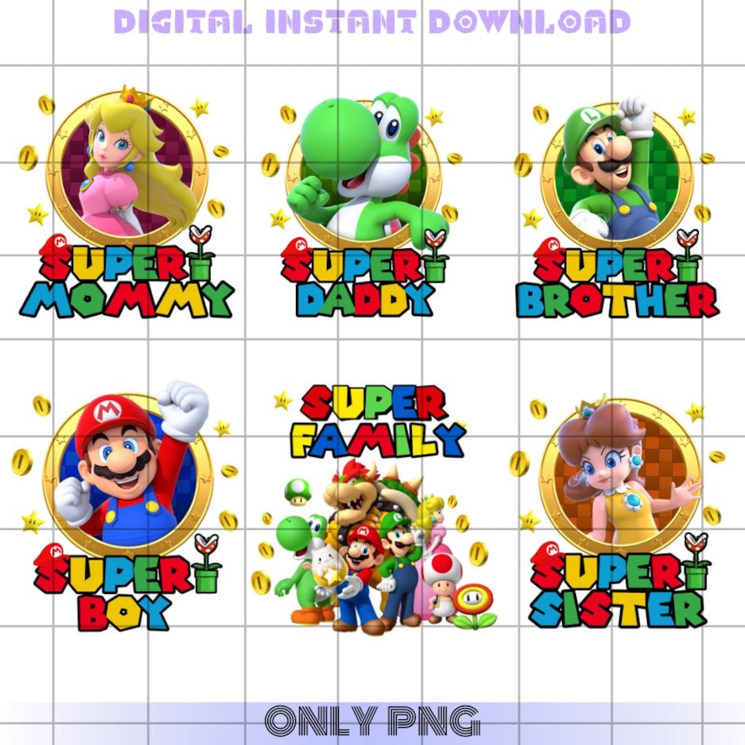 Super Family Png Bundle, Super Mario Family Png, Super Daddy Clipart ...