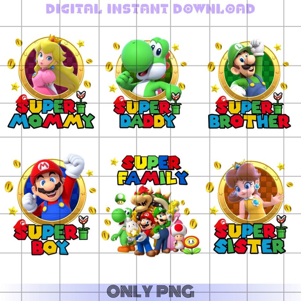 Super Family Png Bundle, Super Mario Family Png, Super Daddy Clipart ...
