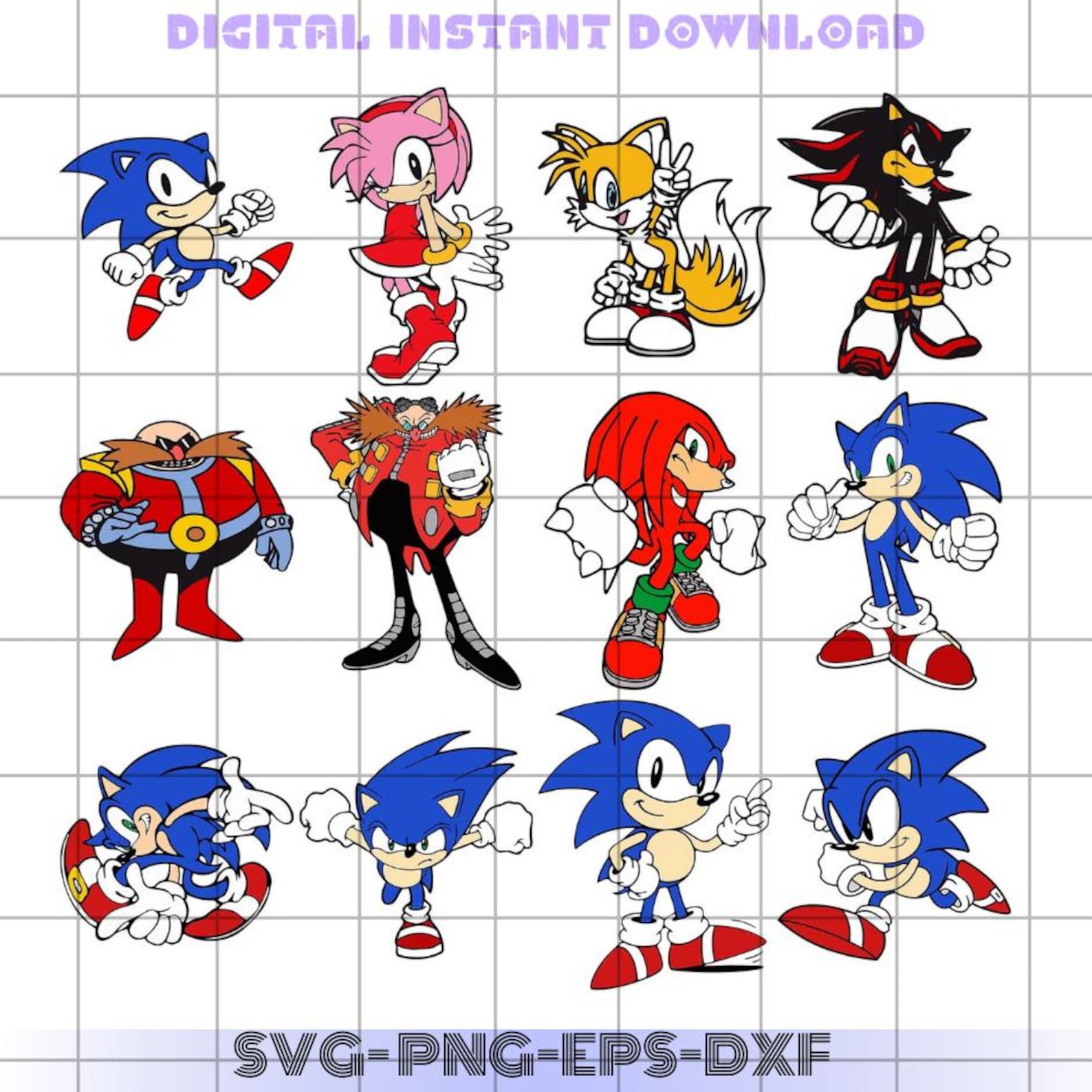 Sonic the Hedgehog Bundle Svg, Sonic Face Svg, Sonic Characters Svg ...