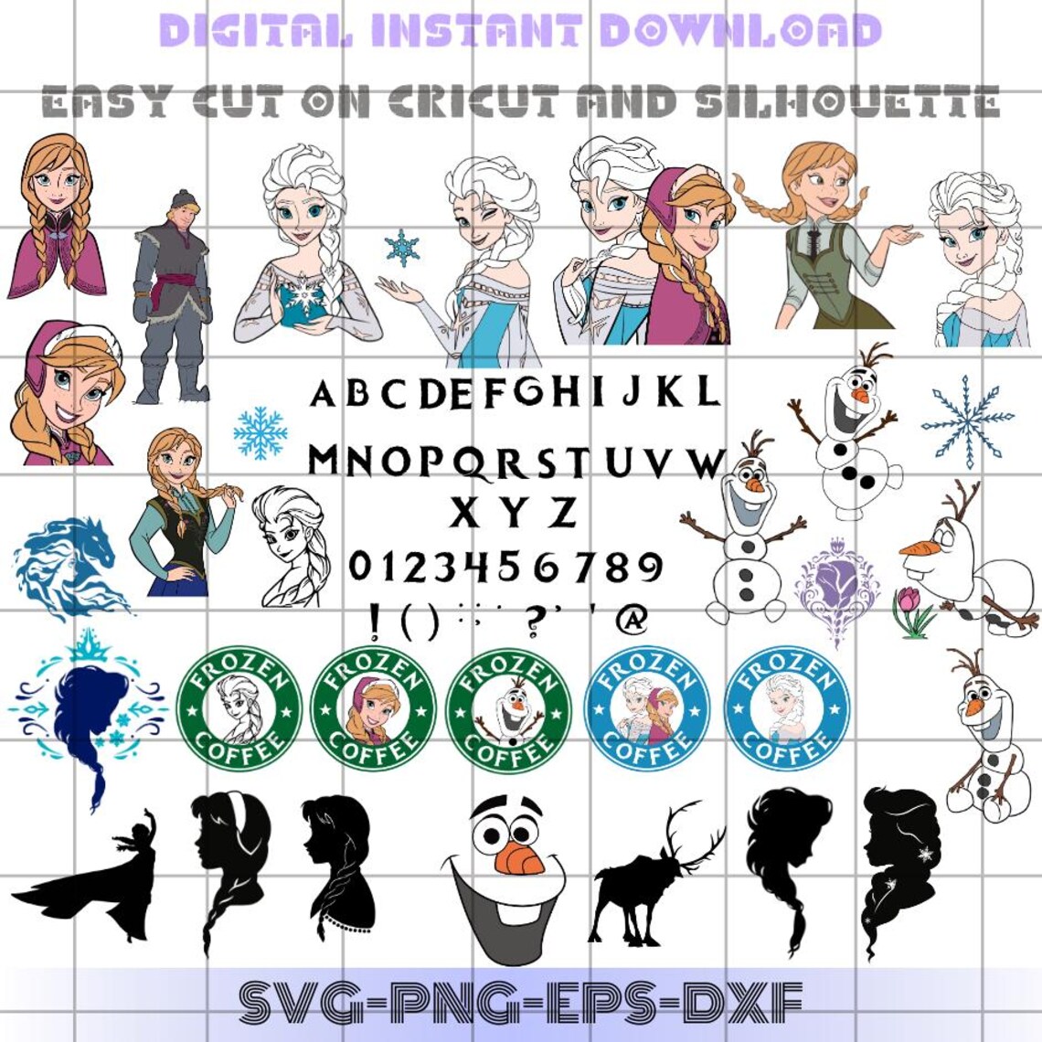 Frozen Svg Bundle, Elsa Cut Files, Anna Svg, Princess Vector Designs ...