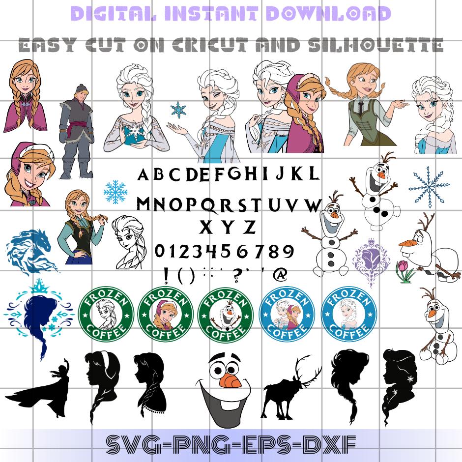 Frozen Svg Bundle, Elsa Cut Files, Anna Svg, Princess Vector Designs ...