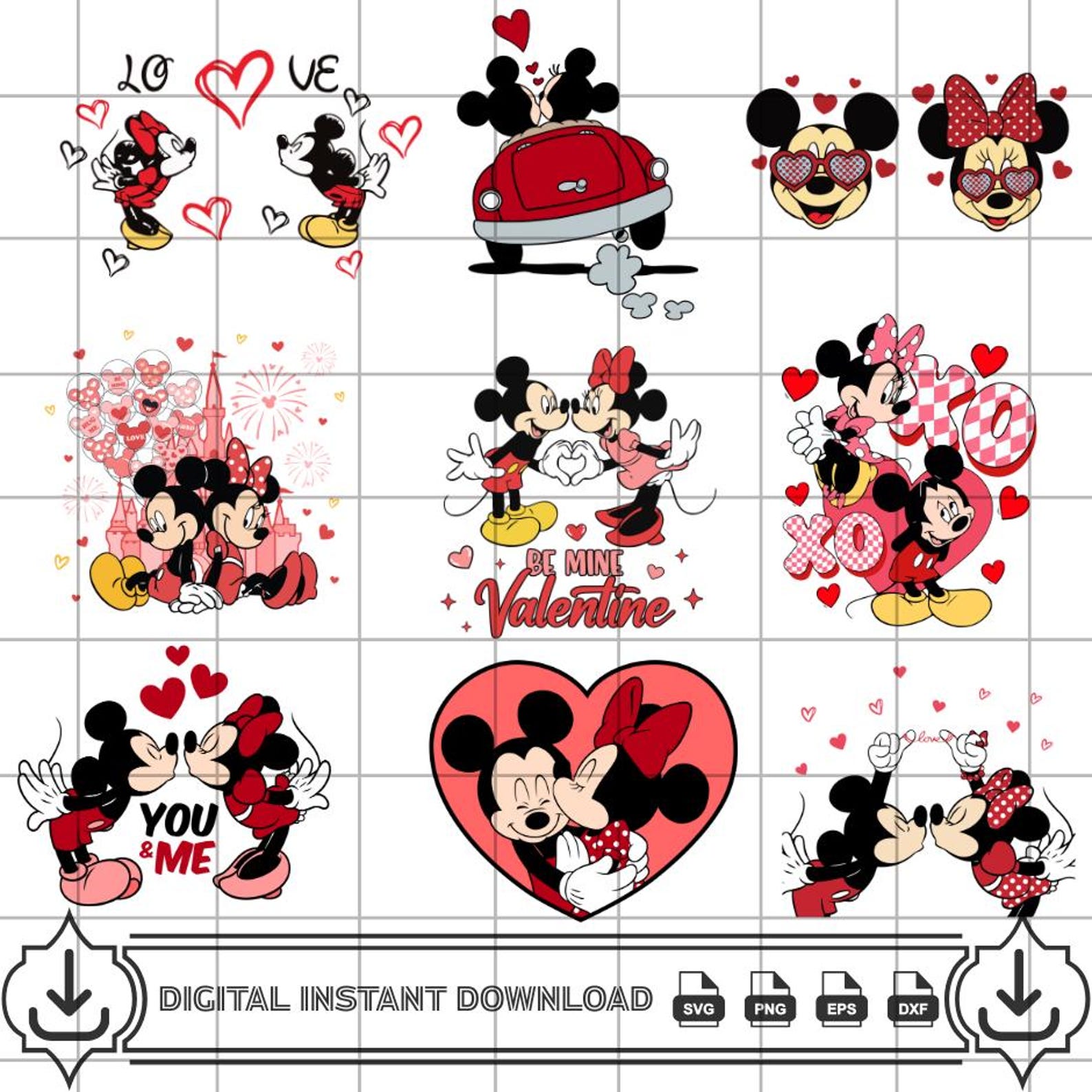 Valentine Mouse Svg Bundle, Valentine's Day Mickey Png Bundle, Couple ...