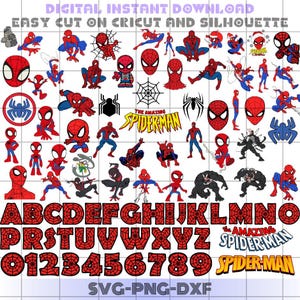 Spiderman Svg Bundle, Superhero Cut Files, Spiderman Alphabet Svg ...